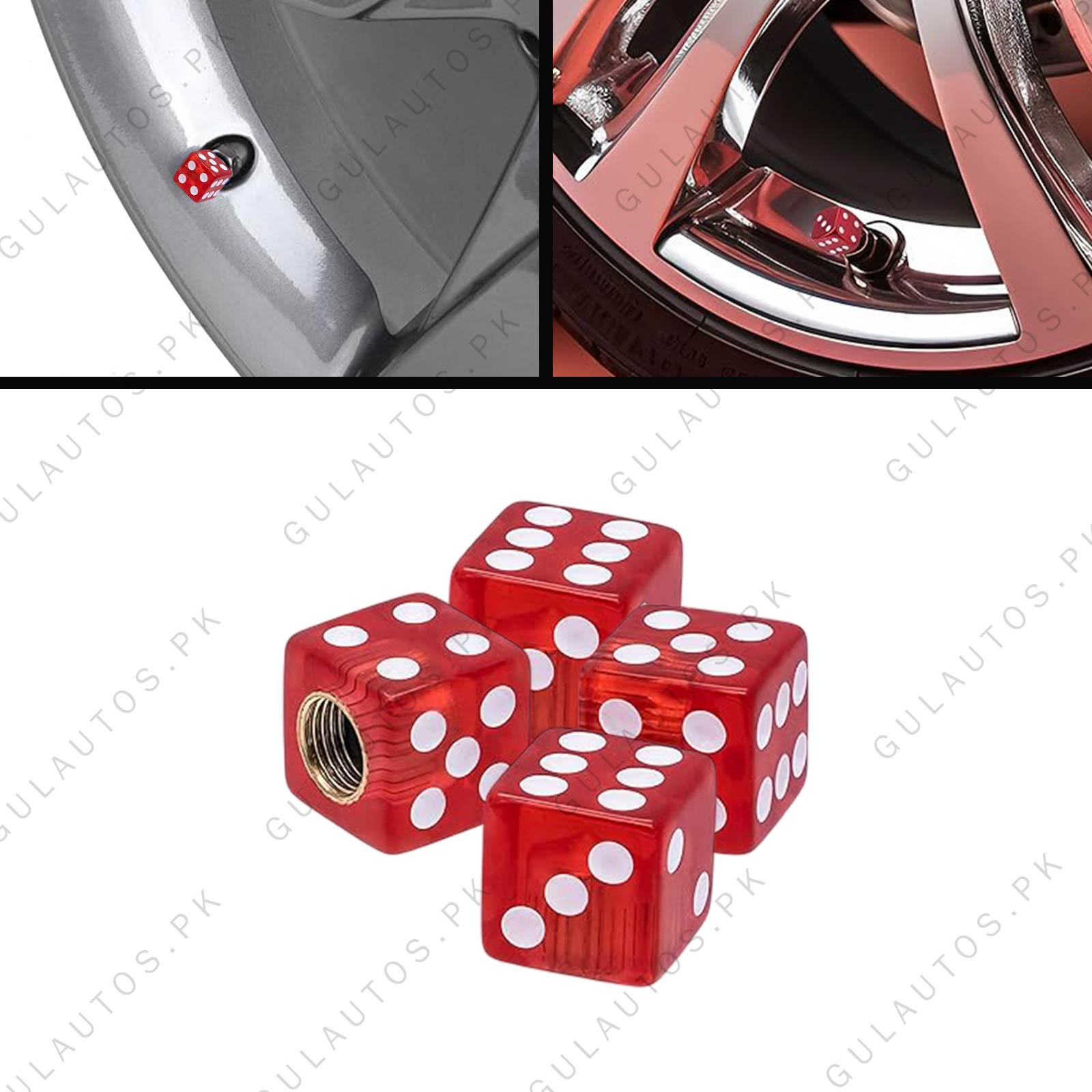 Red Dice Wheel Valve Stem Tire Caps By Gul Autos