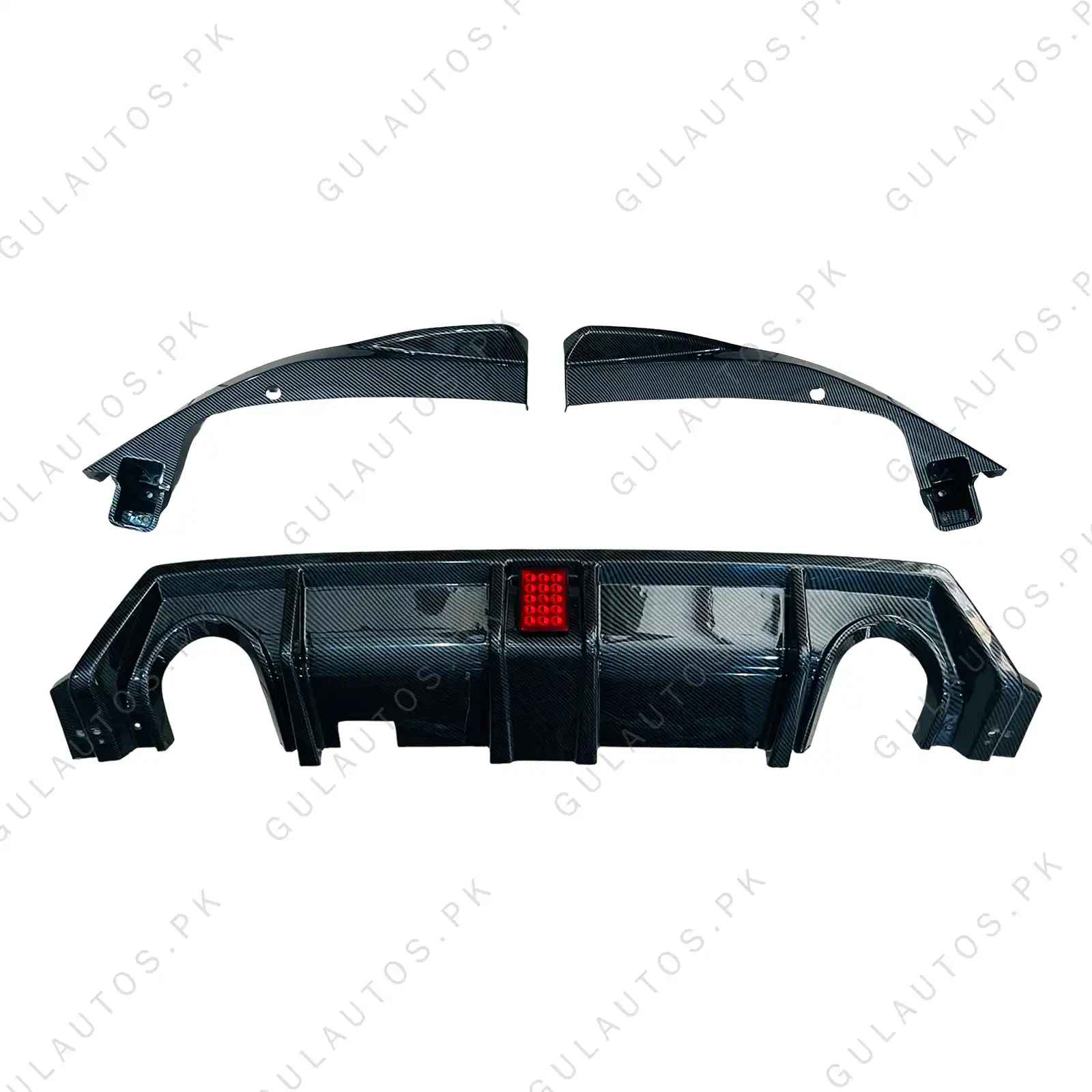Honda Civic Rear Bumper Diffuser In Carbon Fiber With Led Light Model ...