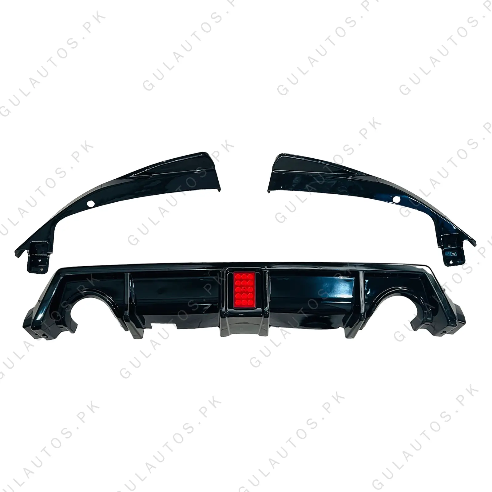 Honda Civic Rear Bumper Diffuser In Glossy Black With Led Light Model ...